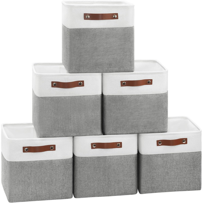 Hokku Designs Collapsible Fabric Cube Storage Bins, Pack of 6 Closet Basket Boxes | Wayfair